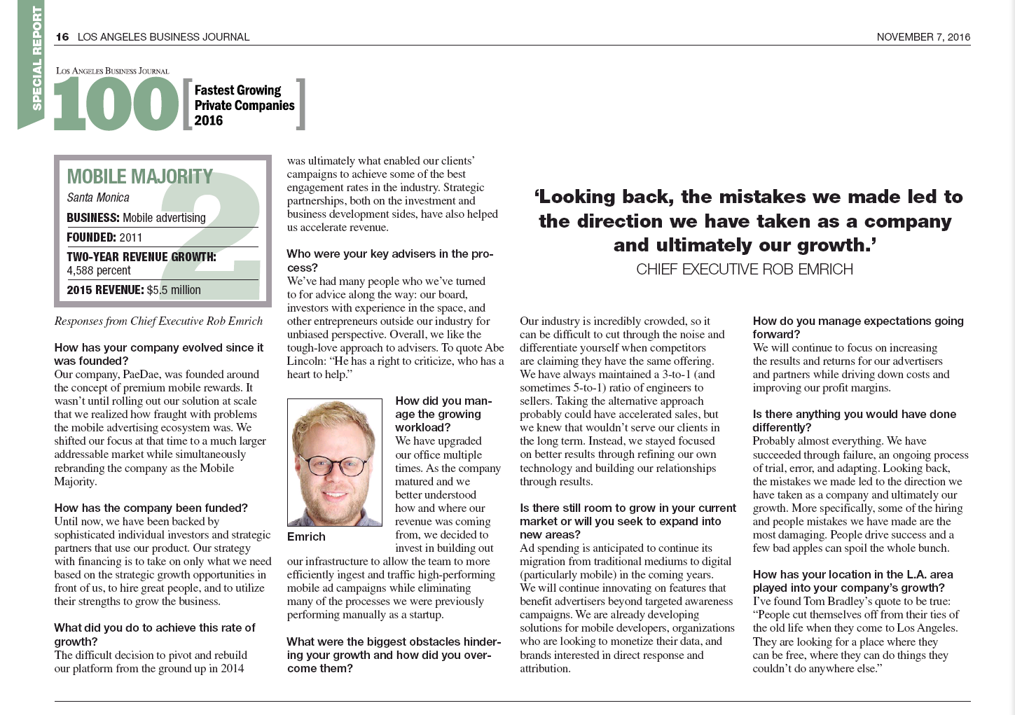 Winner: Fastest Growing Tech Company in Los Angeles - Infillion